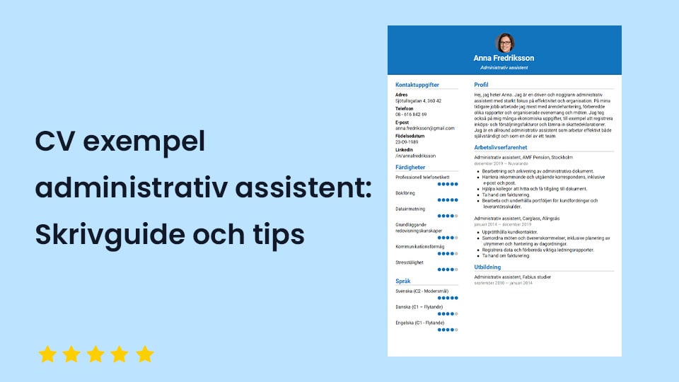 CV exempel administrativ assistent - Skrivguide och tips