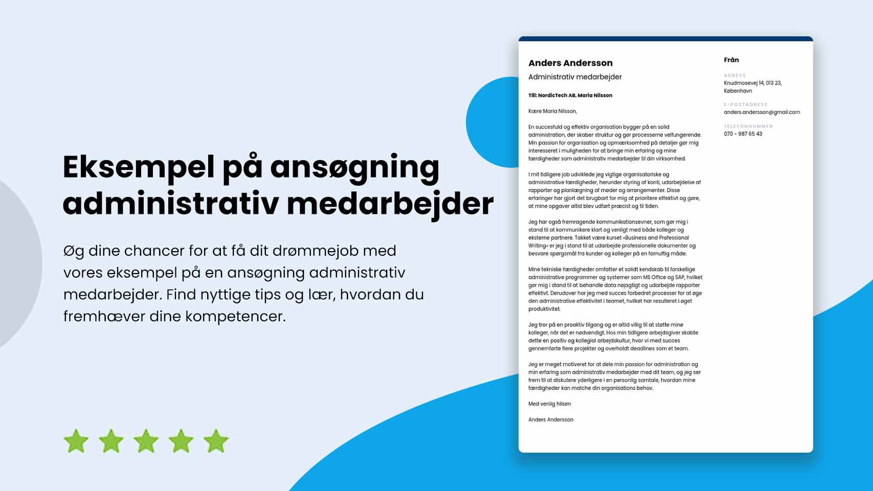 Eksempel på ansøgning administrativ medarbejder