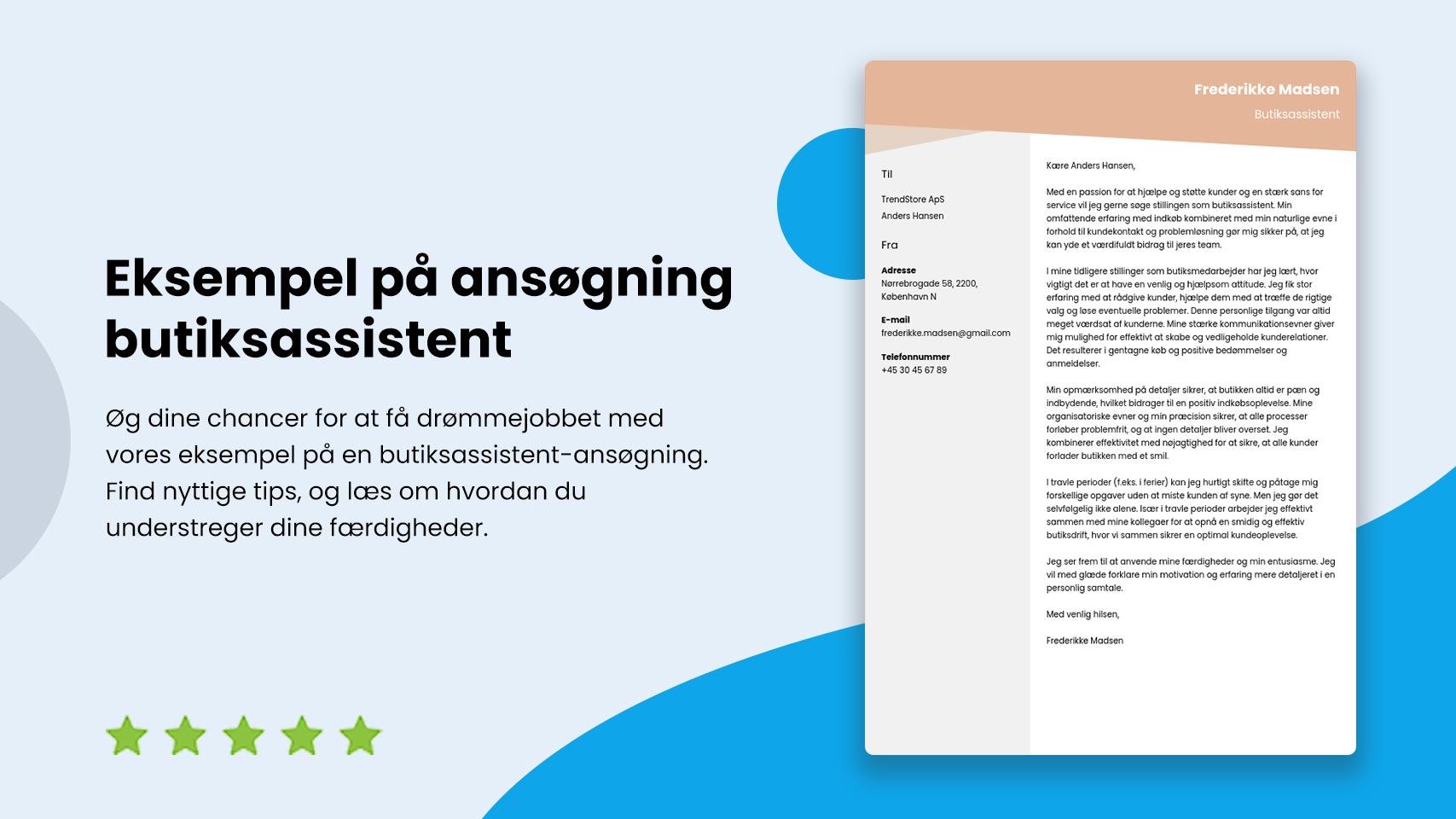 Eksempel på ansøgning butiksassistent