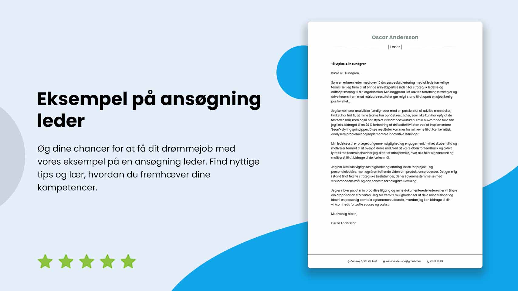 Eksempel på ansøgning leder