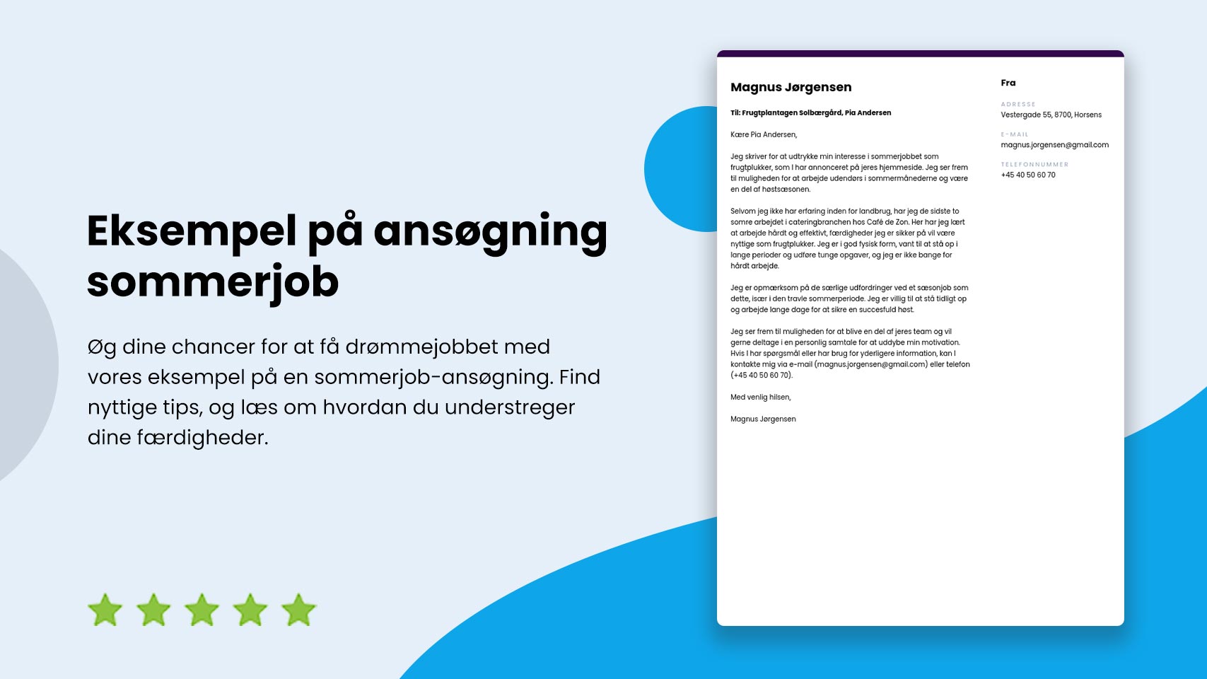 Eksempel på ansøgning sommerjob