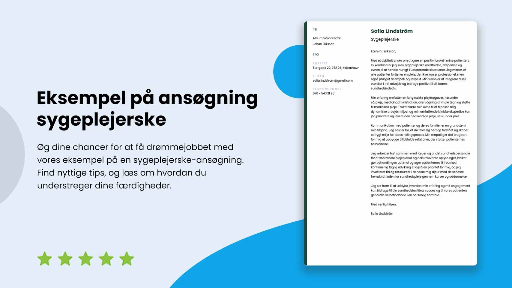Eksempel på ansøgning sygeplejerske
