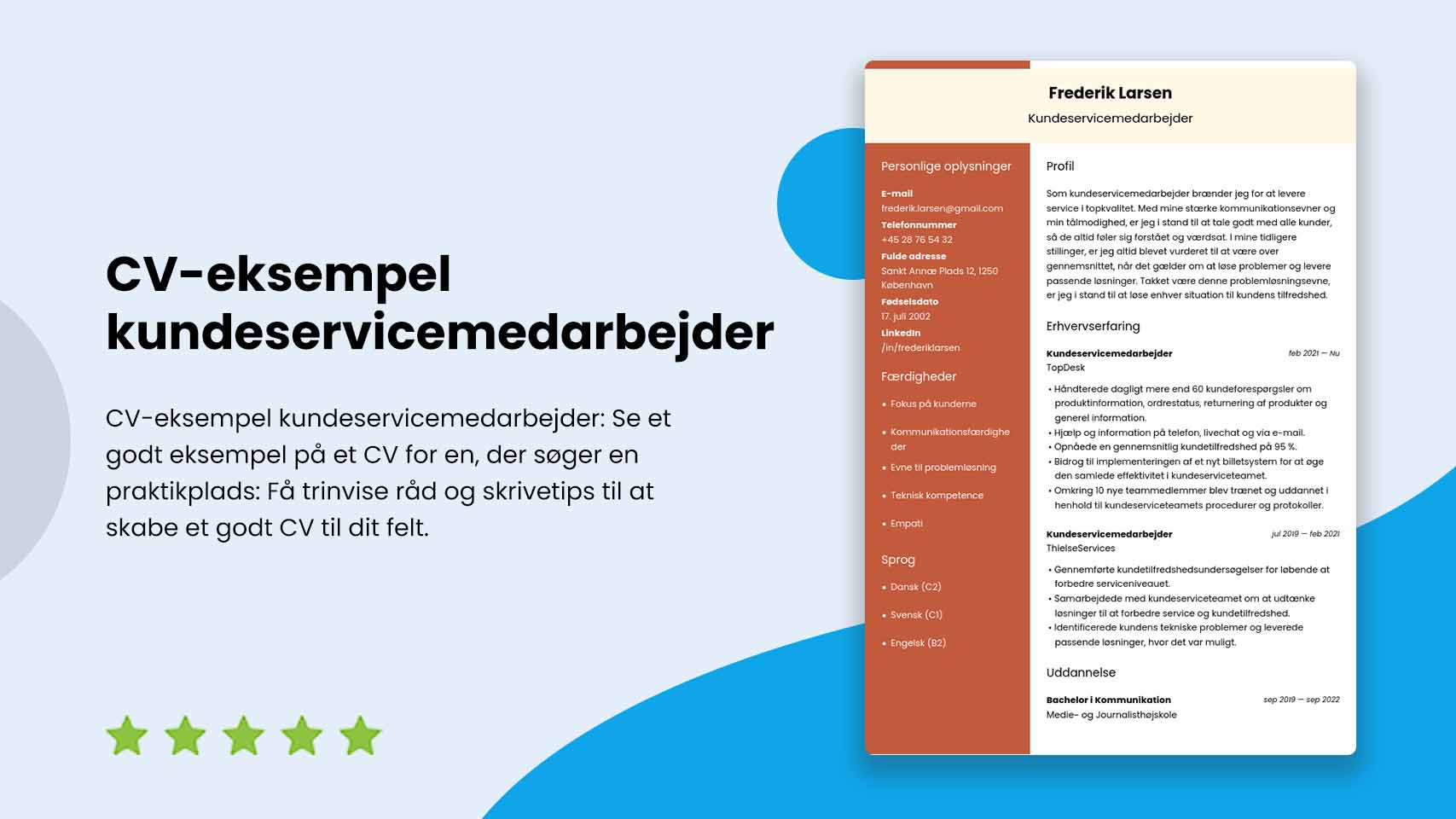 CV-eksempel kundeservicemedarbejder