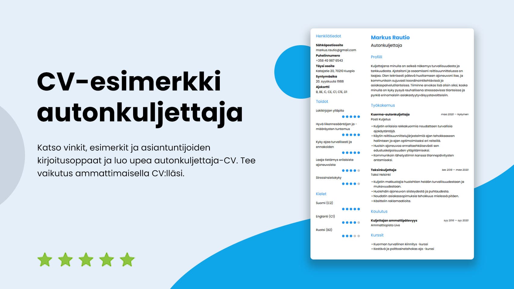 CV-esimerkki autonkuljettaja: Kirjoitusopas ja vinkit 2024