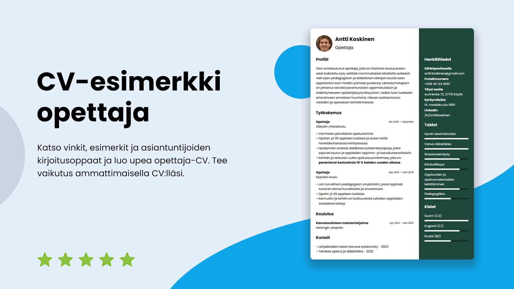 Opettajan CV: Esimerkki ja vinkkejä (2024)