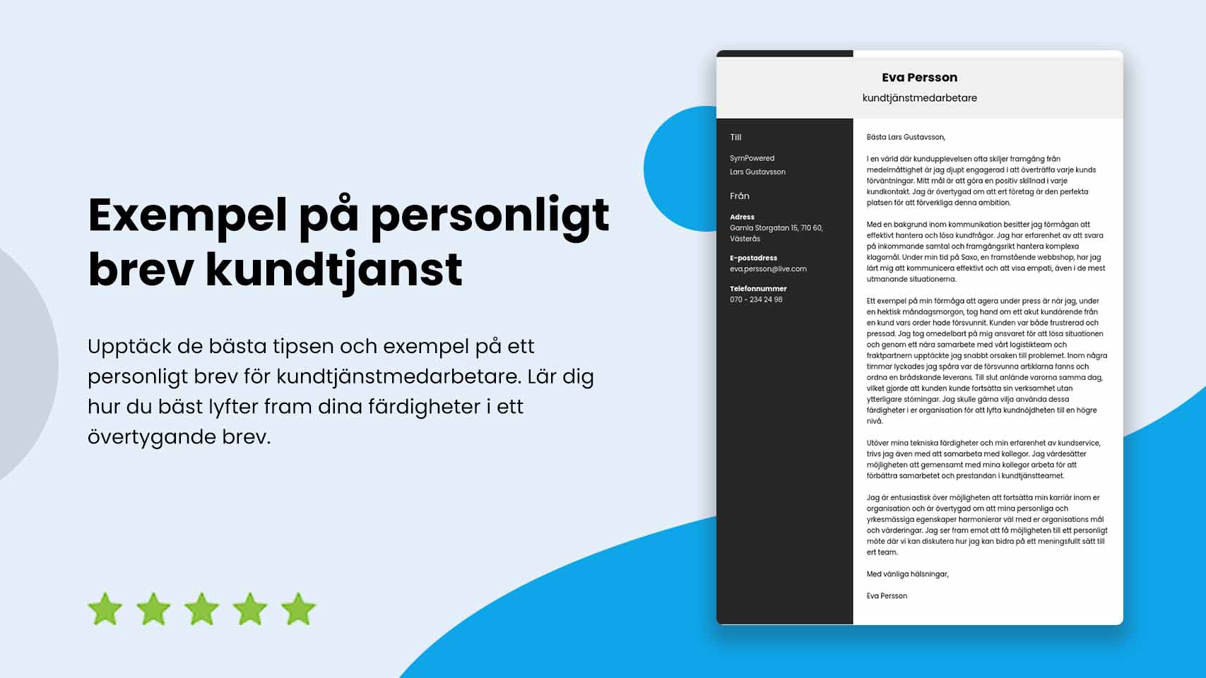 Exempel på personligt brev kundtjänst (2024)