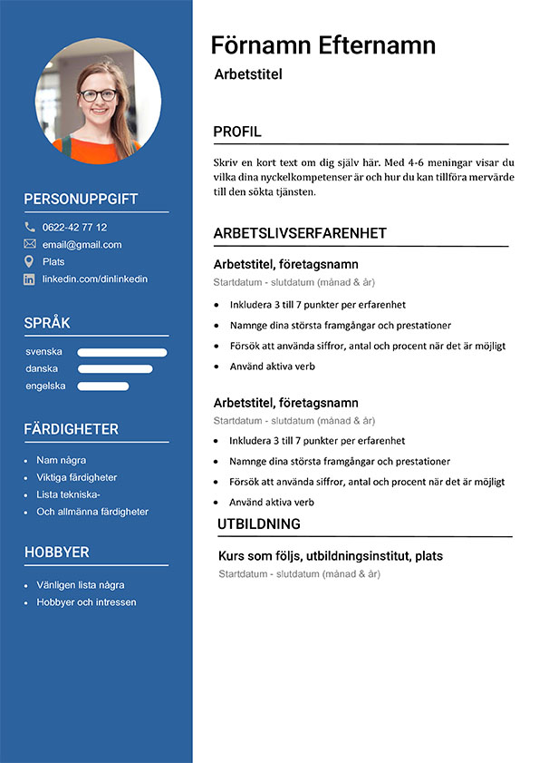 Utf Rlig Enkel Och Stilren Cv Mall I Word Format Gratis Nedladdning